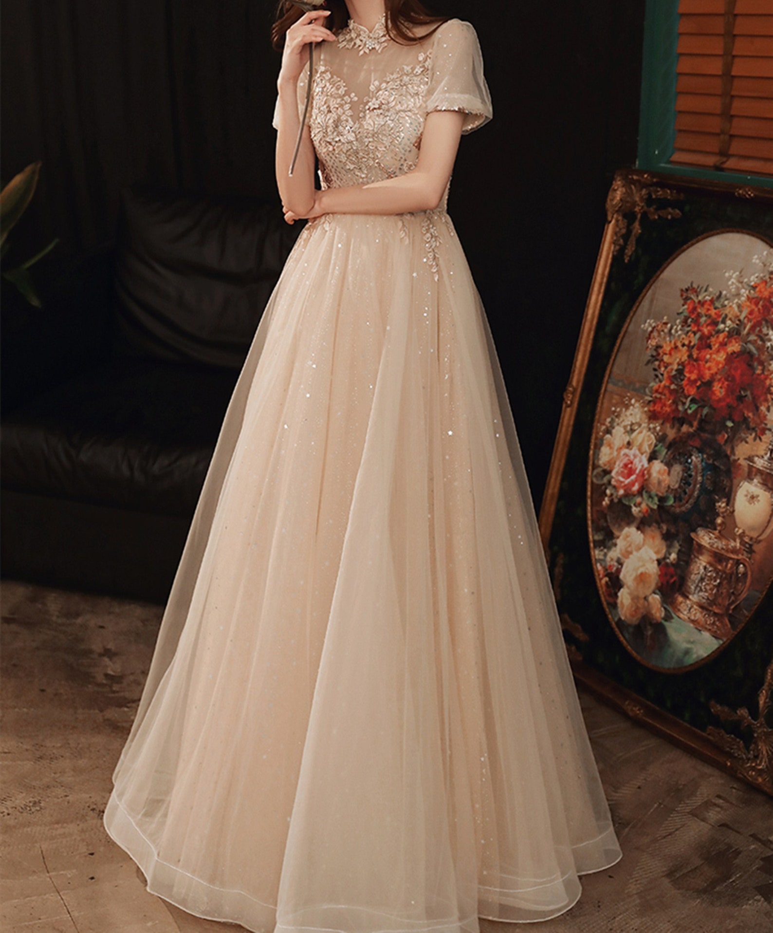 Stars Moon Prom Dress Applique Long Evening Dress Girl - Etsy