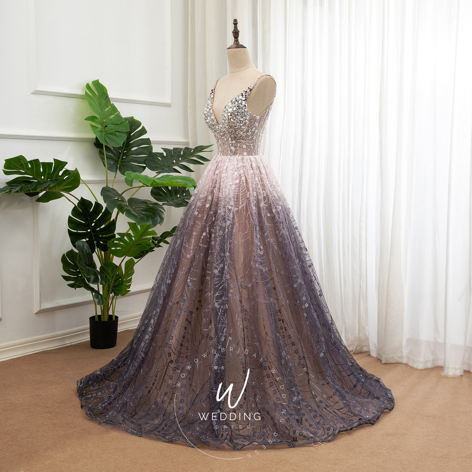 Gradient Prom Ball Gown Luxury Rhinestone Bridal Dress - Etsy