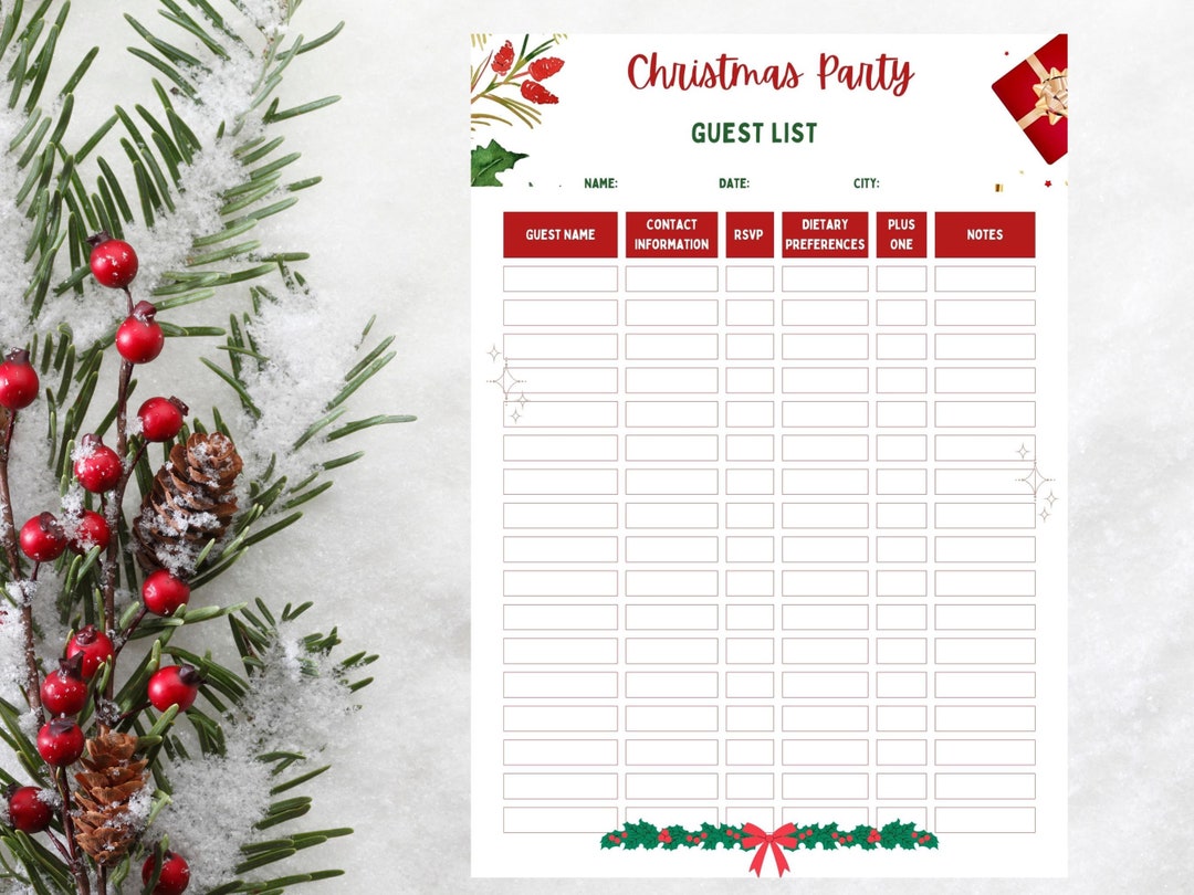 Christmas Guest List - Etsy