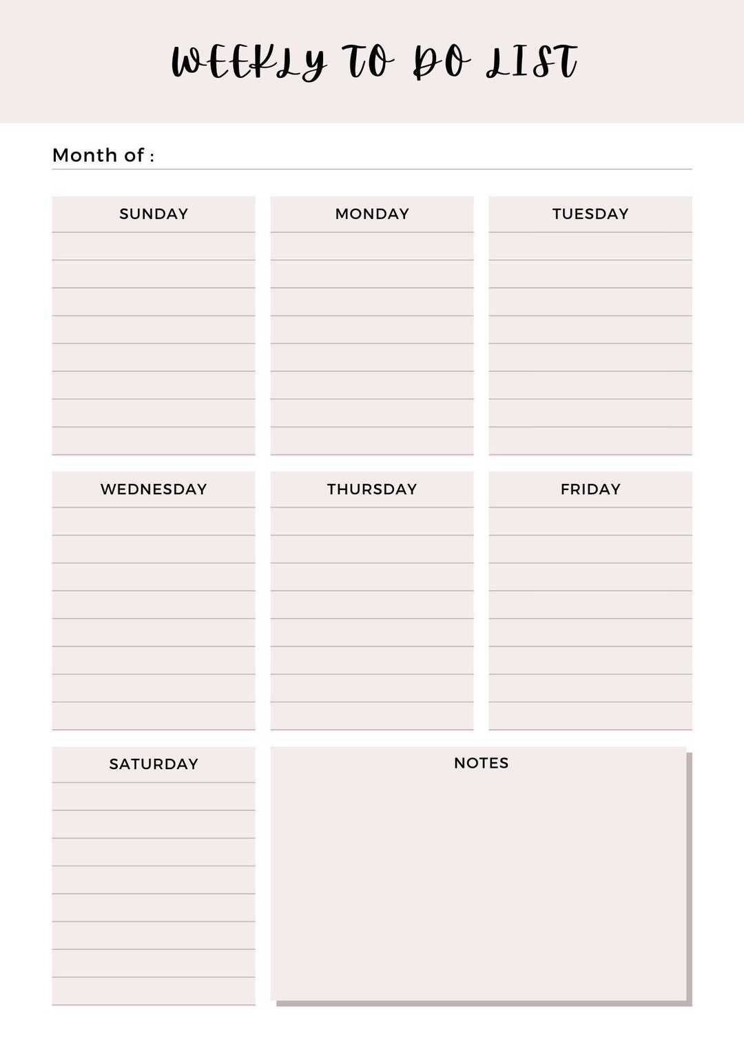 Weekly to Do List - Etsy