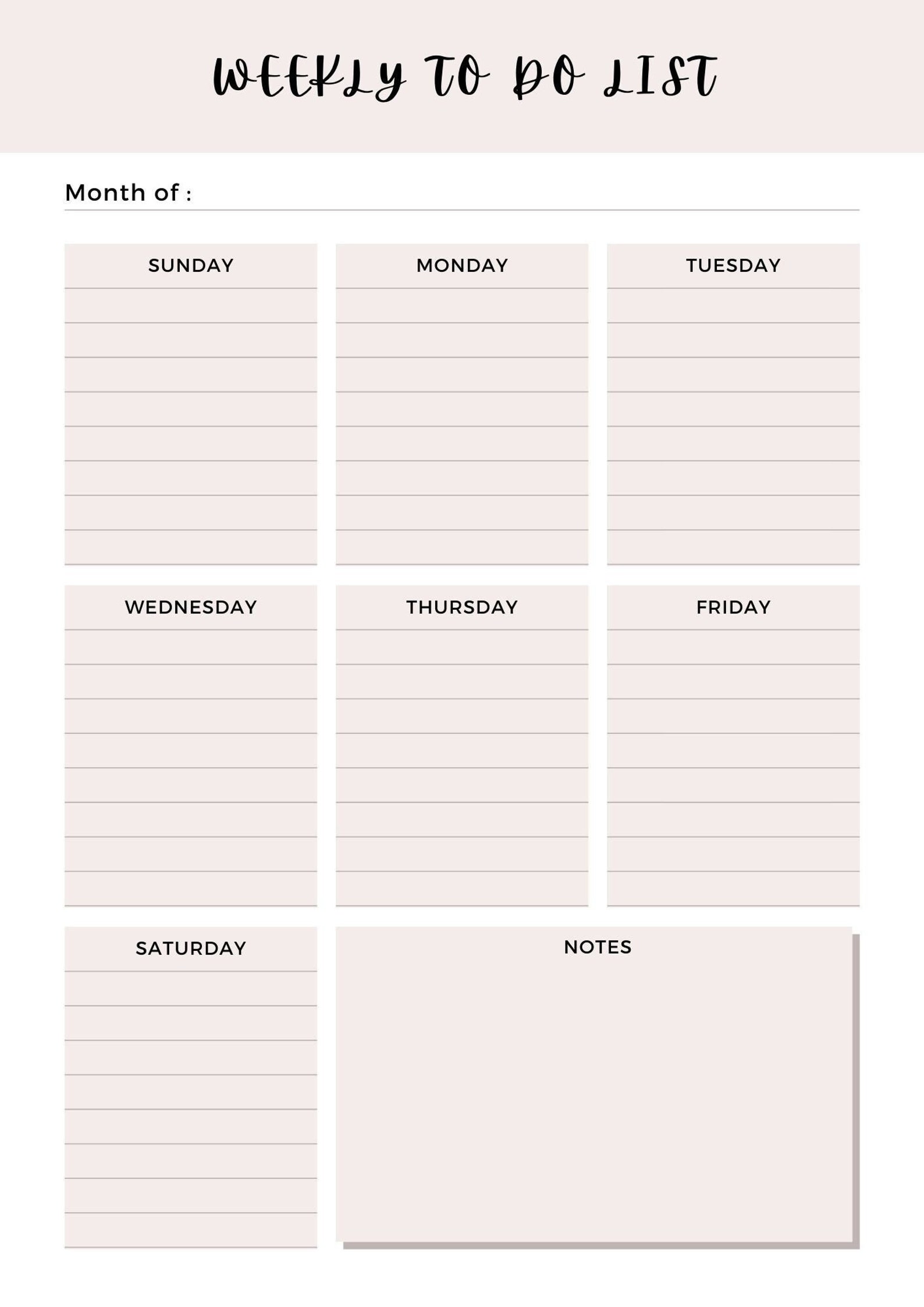 Weekly to Do List - Etsy