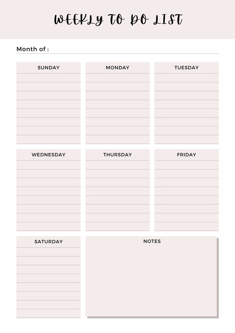 Weekly to Do List - Etsy