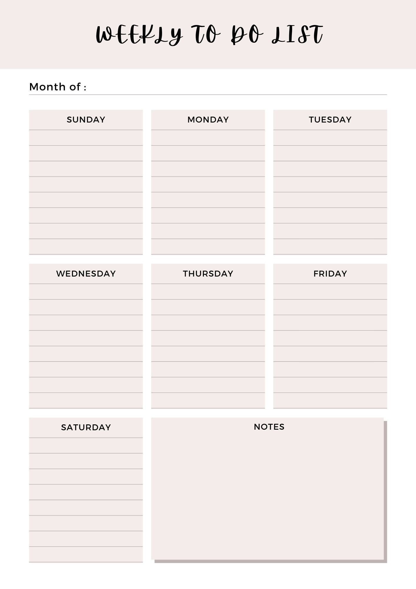 Weekly to Do List - Etsy