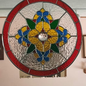Stained Glass Round Victorian Window Hanging - Etsy