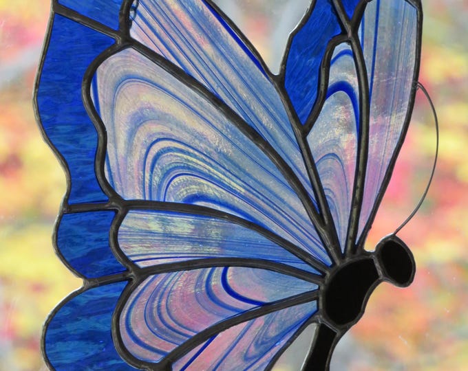 Stained Glass Blue Butterfly - Etsy