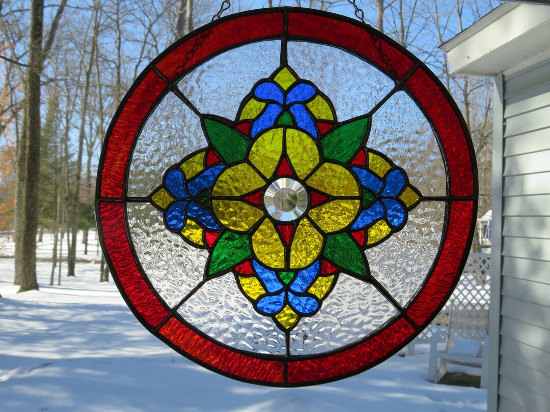 Stained Glass Round Victorian Window Hanging - Etsy