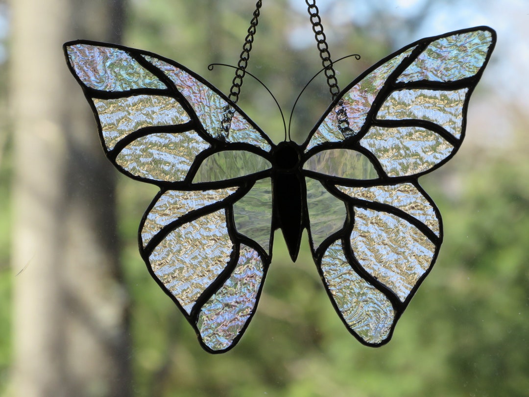 Clear Textured Stained Glass Butterfly - Etsy