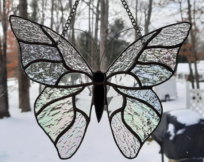 Clear Textured Stained Glass Butterfly - Etsy