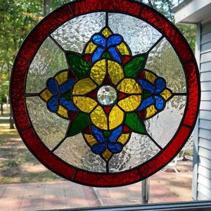 Stained Glass Round Victorian Window Hanging - Etsy