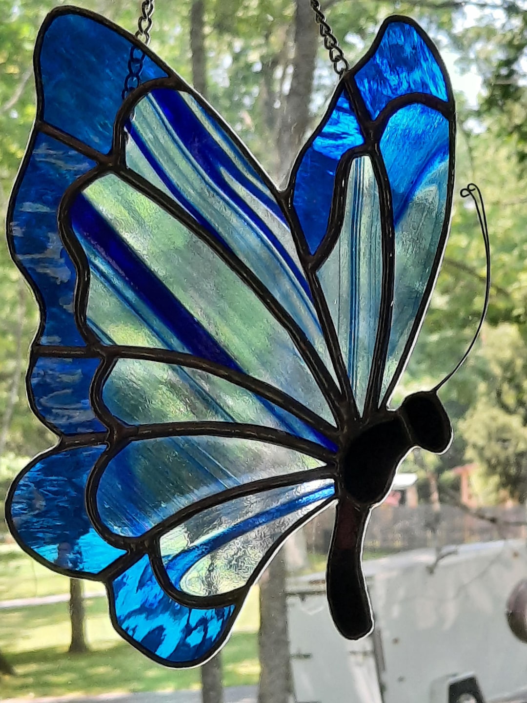 Stained Glass Blue Butterfly - Etsy