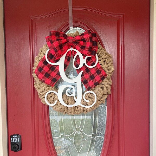 Burlap Letter Wreath - Etsy