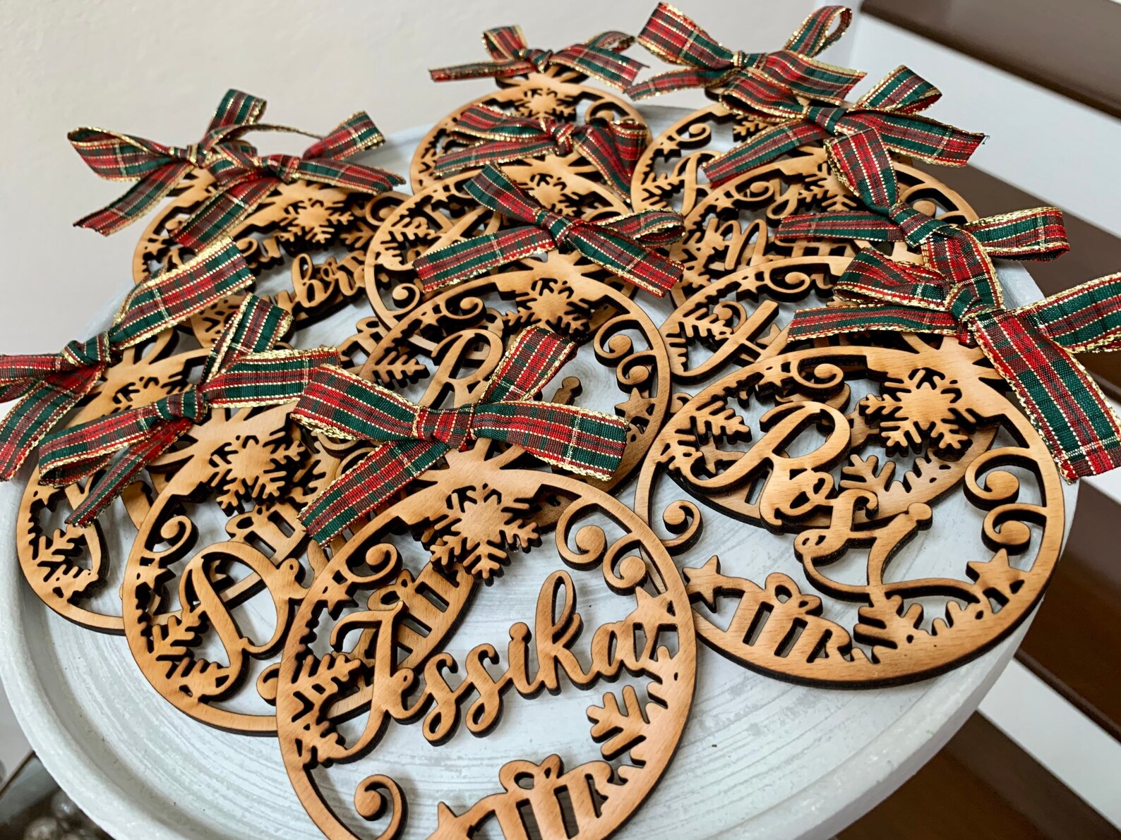 Custom Christmas Baubles With Name CHRISTMAS Gift Tags Laser - Etsy