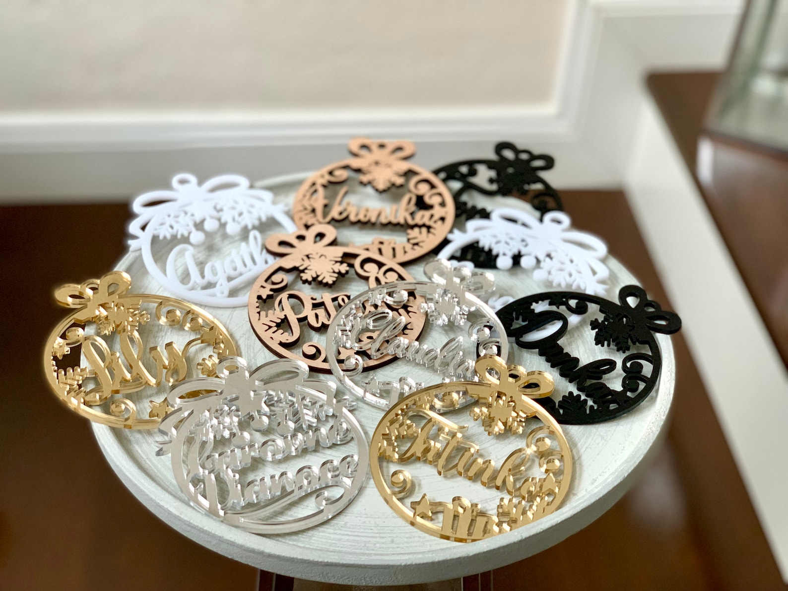 Custom Christmas Baubles With Name CHRISTMAS Gift Tags Laser - Etsy