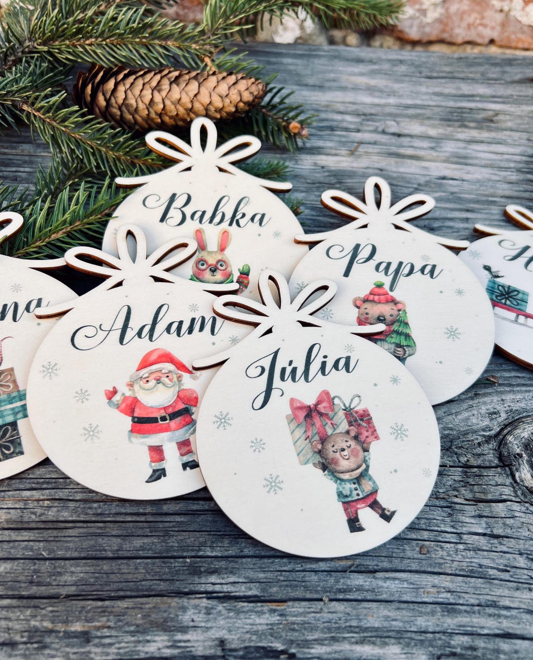 Custom Christmas Baubles With Name, CHRISTMAS Gift Tags, Wood Snowflake ...