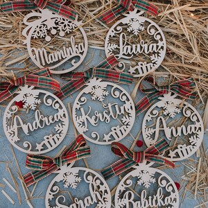 Custom Christmas Baubles With Name, CHRISTMAS Gift Tags, Wood Snowflake ...