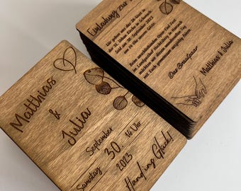 Wood Wedding Invitation, Wooden Laser Engraved Wedding Invitation ...