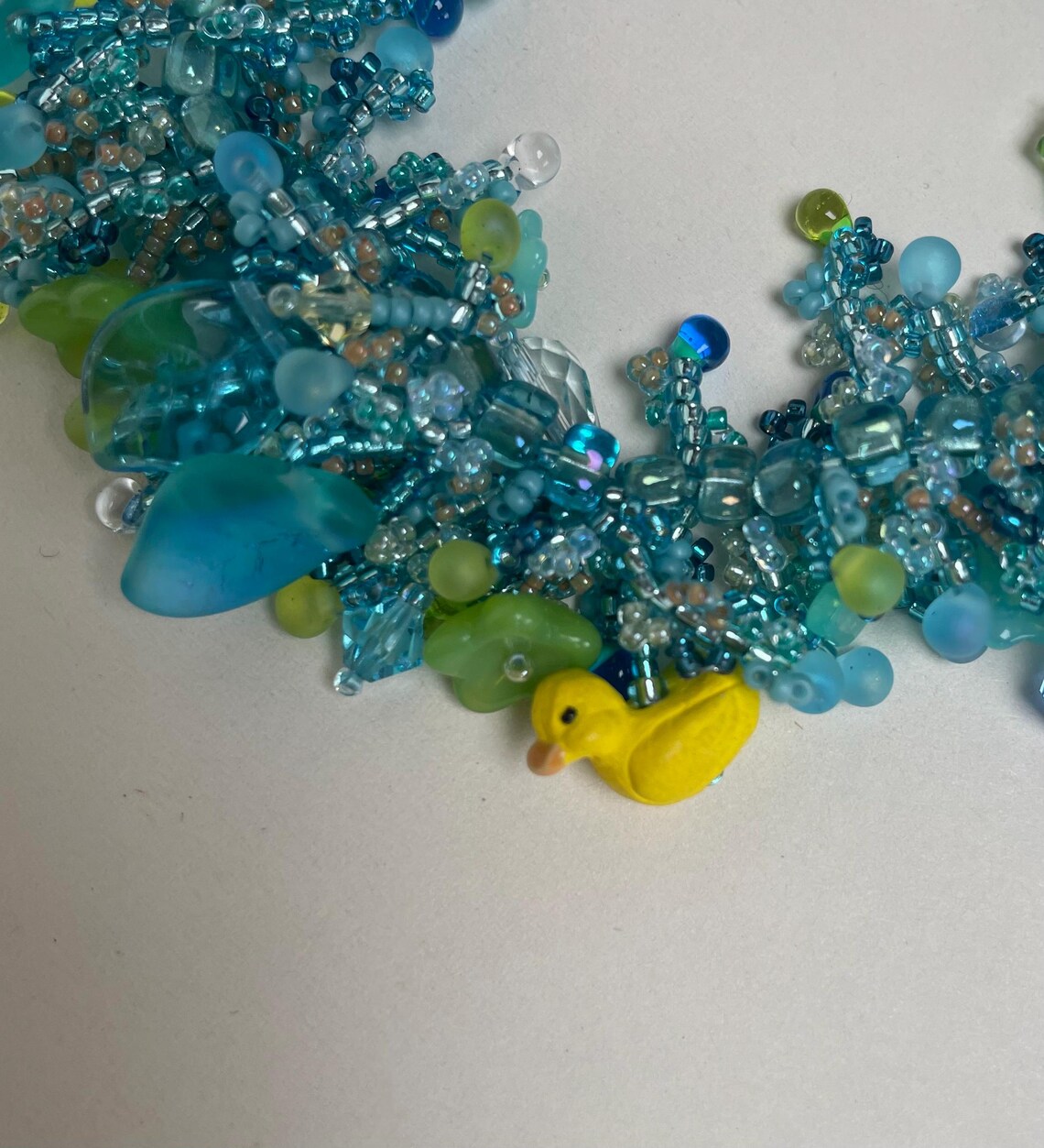 Bubble Duck Seed Bead Bracelet With Swarovski Accents and Ceramic Duck ...