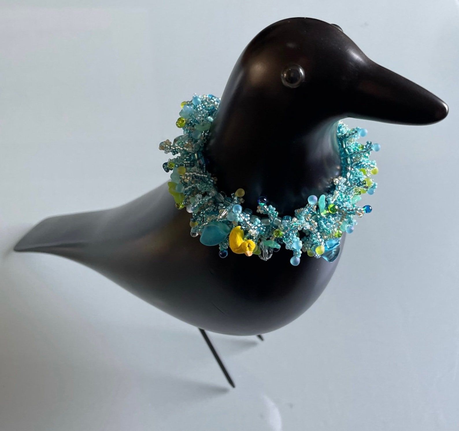 Bubble Duck Seed Bead Bracelet With Swarovski Accents and Ceramic Duck ...