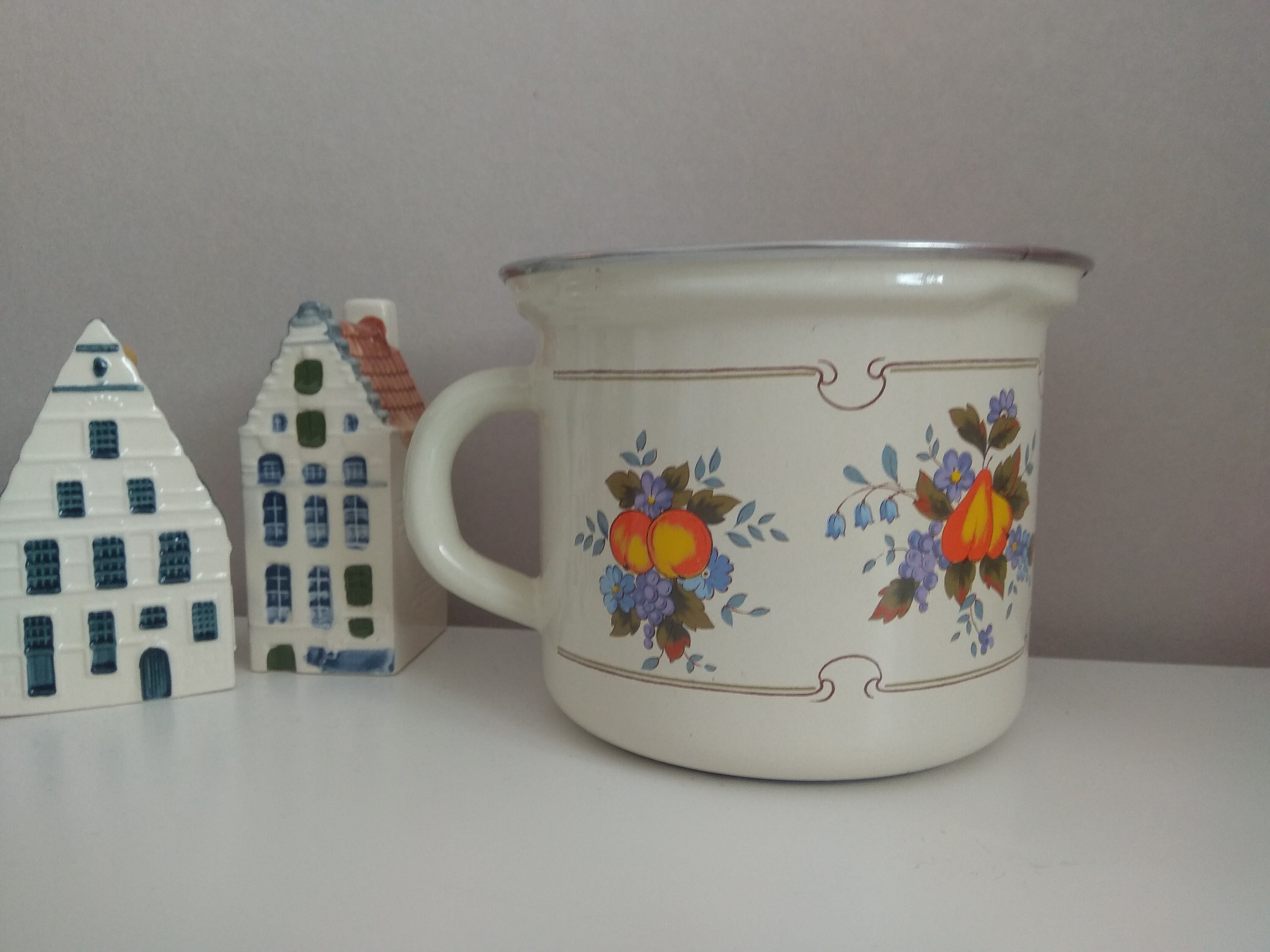 Old Enameled Cup, Rustic Kitchen Decor - Etsy