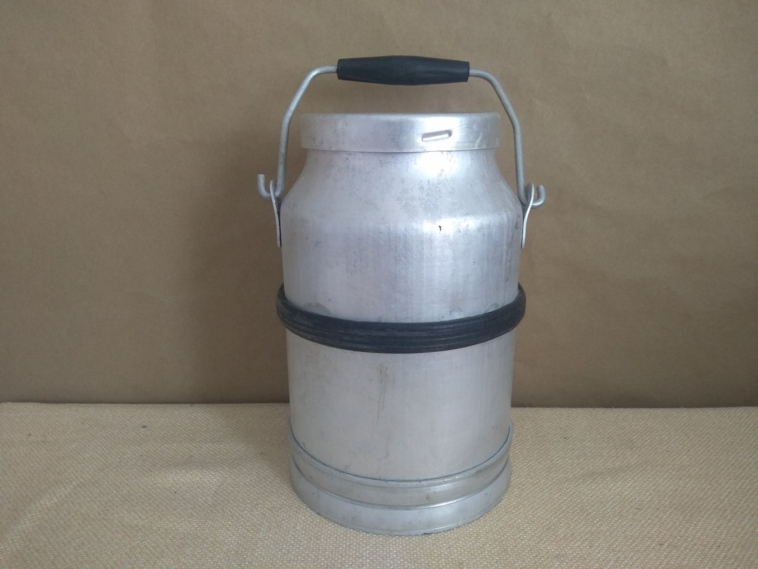 Vintage Milk Container, Food Carrier, Aluminum Milk Canister, Farmhouse ...