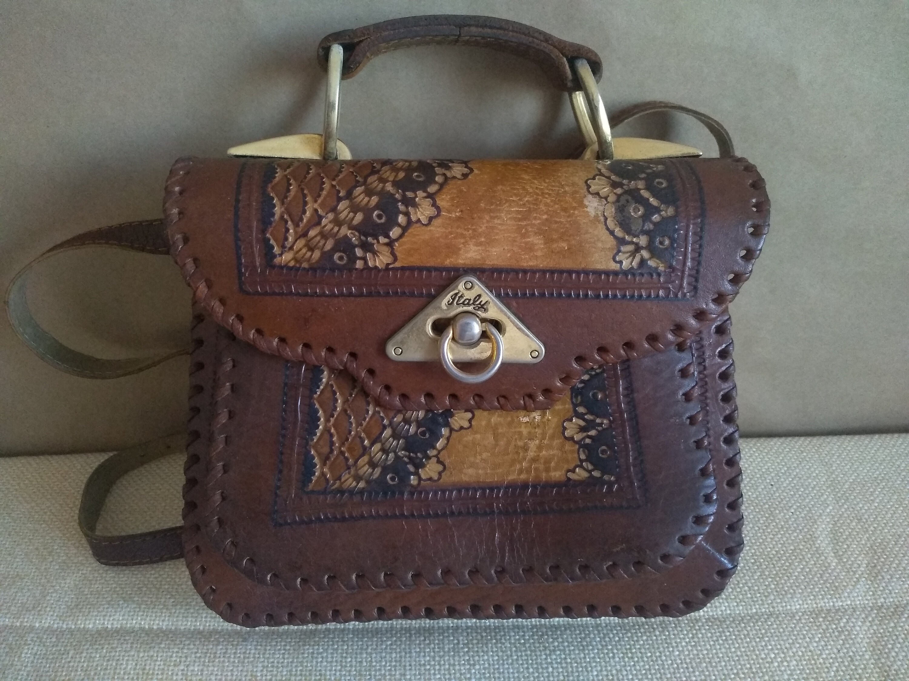 Vintage Genuine Leather Bag, Old Leather Bag From 70,' Old Genuine ...
