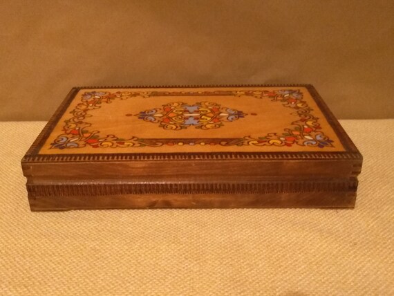 Vintage wooden box, Vintage Pyrography box, Memory … - Gem