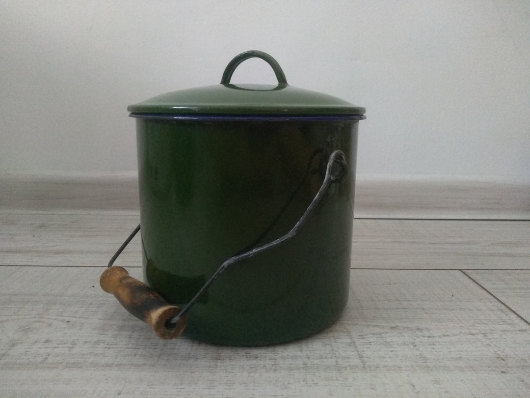 Vintage Milk Container, Food Carrier, Enamel Milk Canister, Farmhouse ...