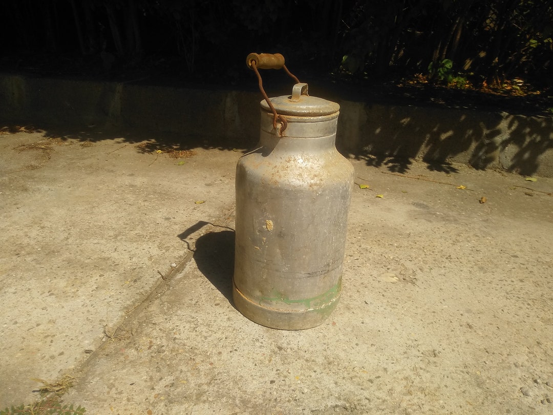 Vintage Milk Container, Food Carrier, Aluminum Milk Canister, Farmhouse ...