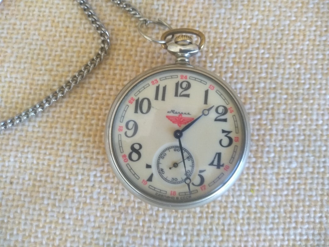 Vintage Pocket Watch, Russian Soviet Old Pocket Watch, MOLNIJA Watch ...