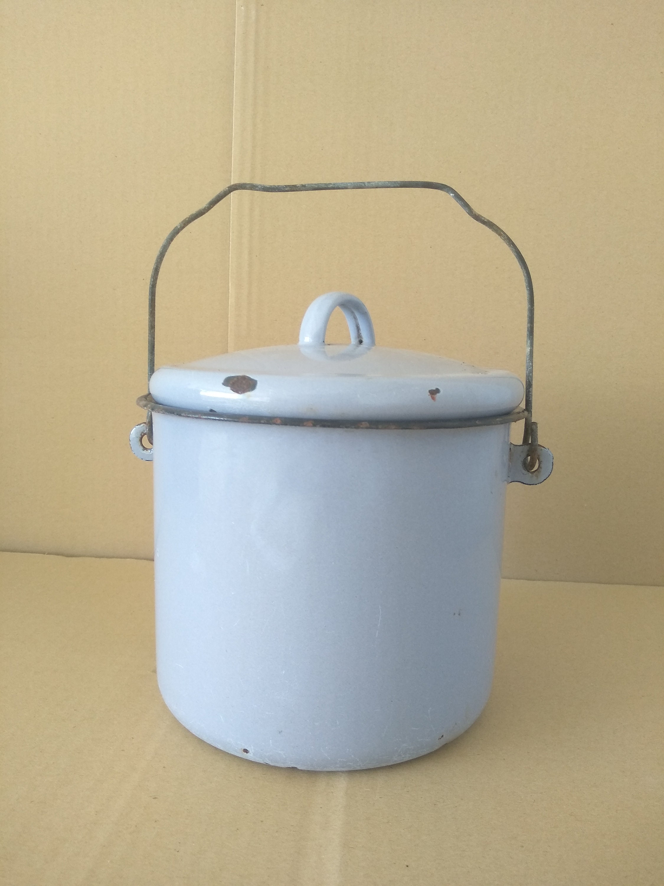 Vintage Milk Container, Food Carrier, Enamel Milk Canister, Farmhouse ...
