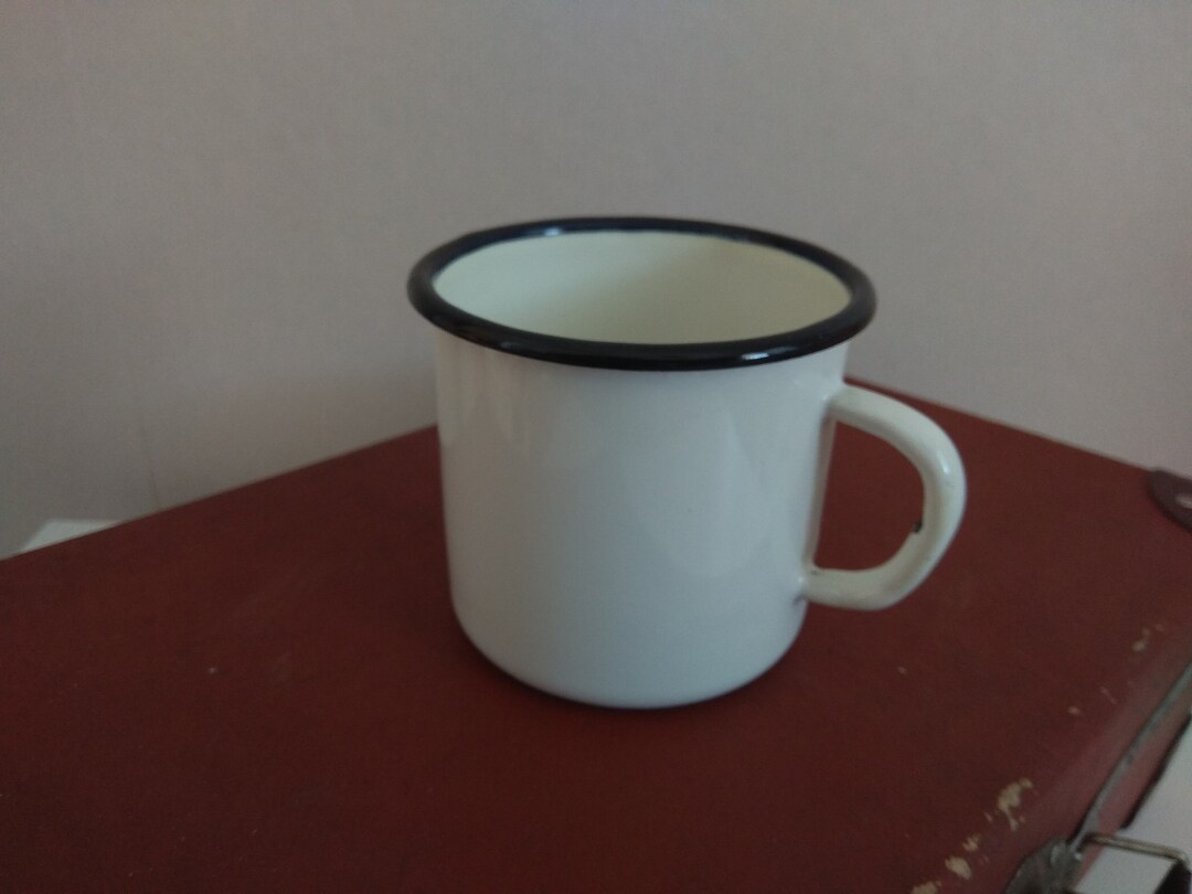 Old Enameled Cup, Rustic Kitchen Decor - Etsy