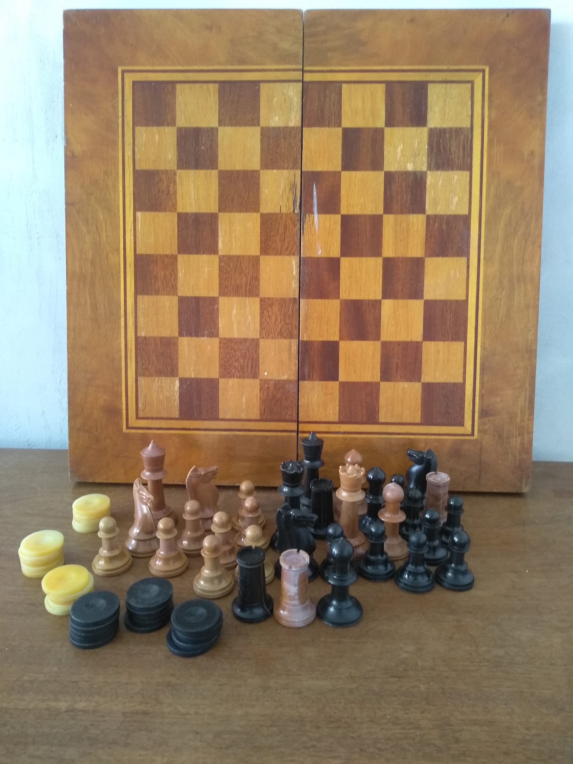 Vintage chess and backgammon Wooden Chess and Backgammon set | Etsy