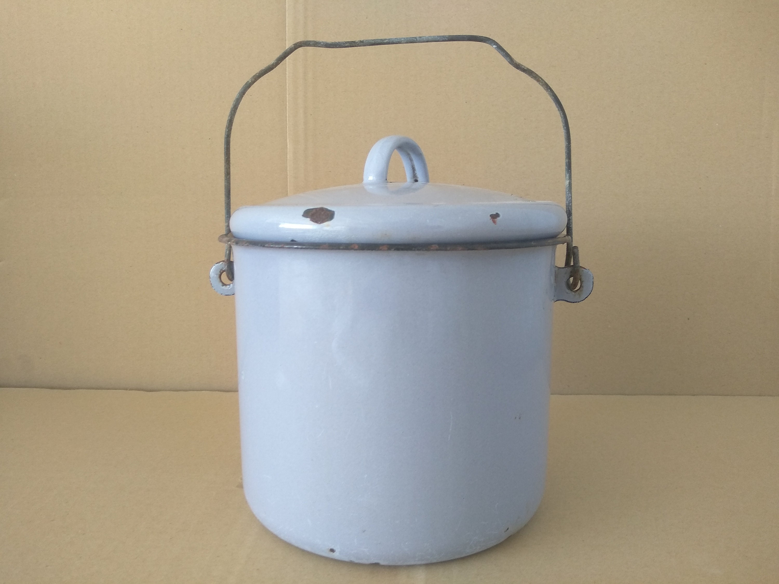 Vintage Milk Container, Food Carrier, Enamel Milk Canister, Farmhouse ...
