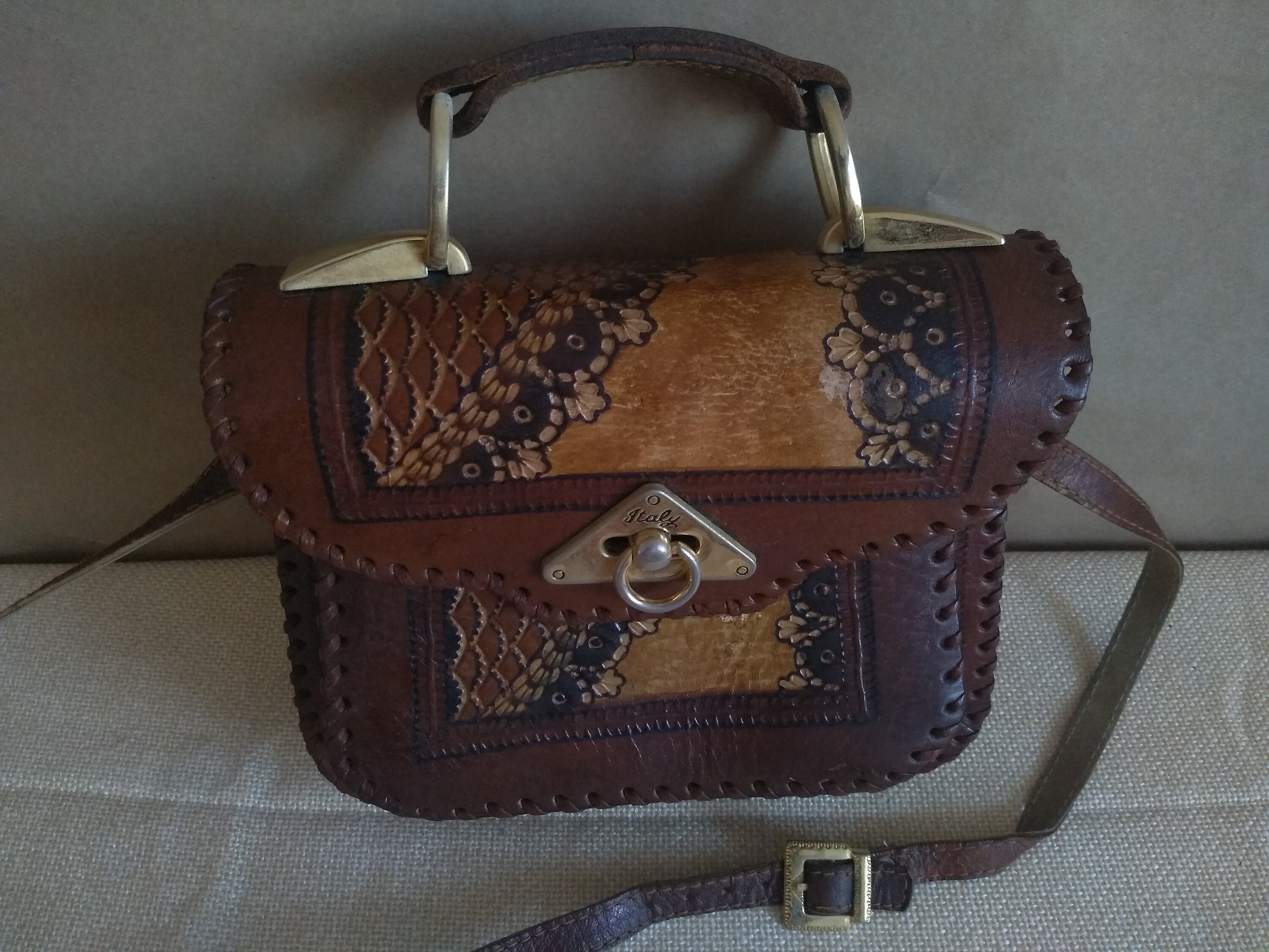 Vintage Genuine Leather Bag, Old Leather Bag From 70,' Old Genuine ...