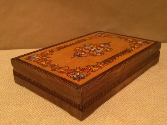 Vintage wooden box, Vintage Pyrography box, Memory … - Gem