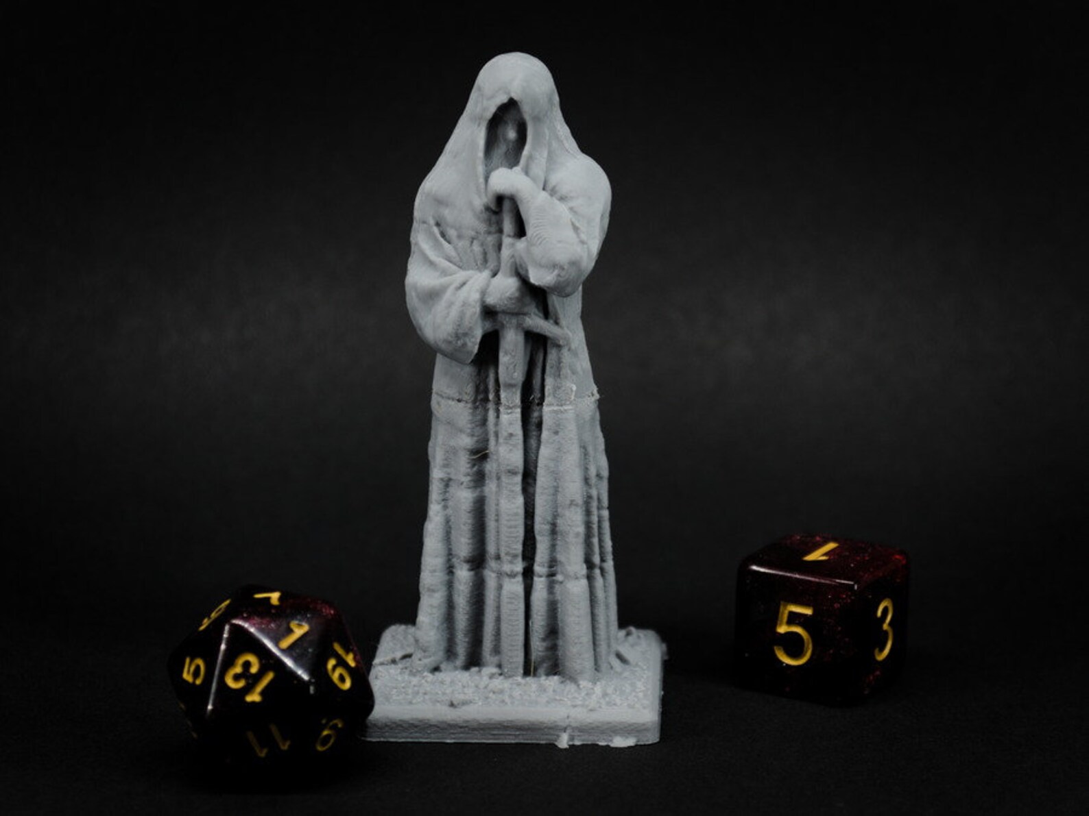 Statue Hooded Figure Holding Sword props for miniature table | Etsy