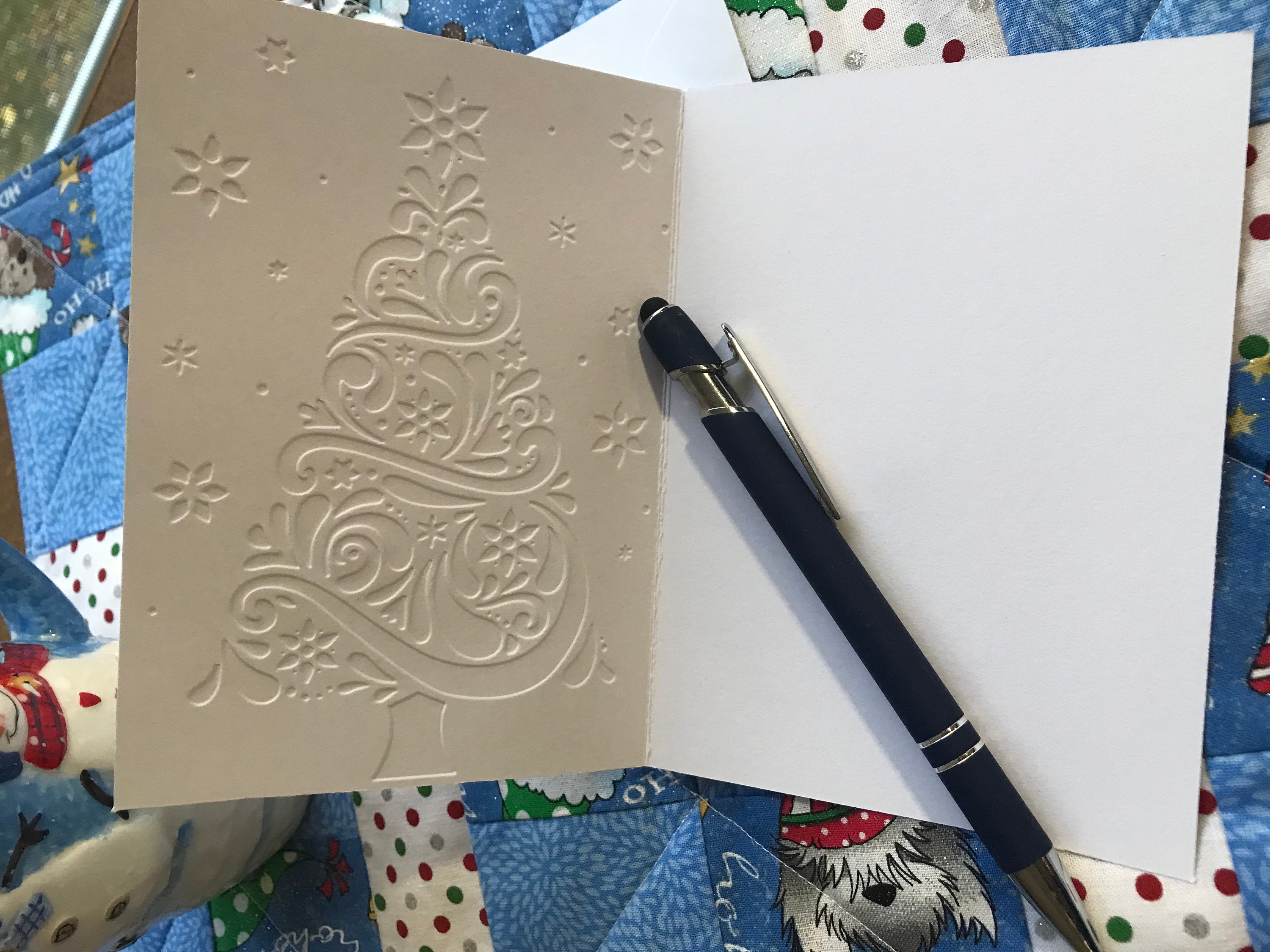 Embossed Christmas Tree Note Cards - Set of 8 - Etsy