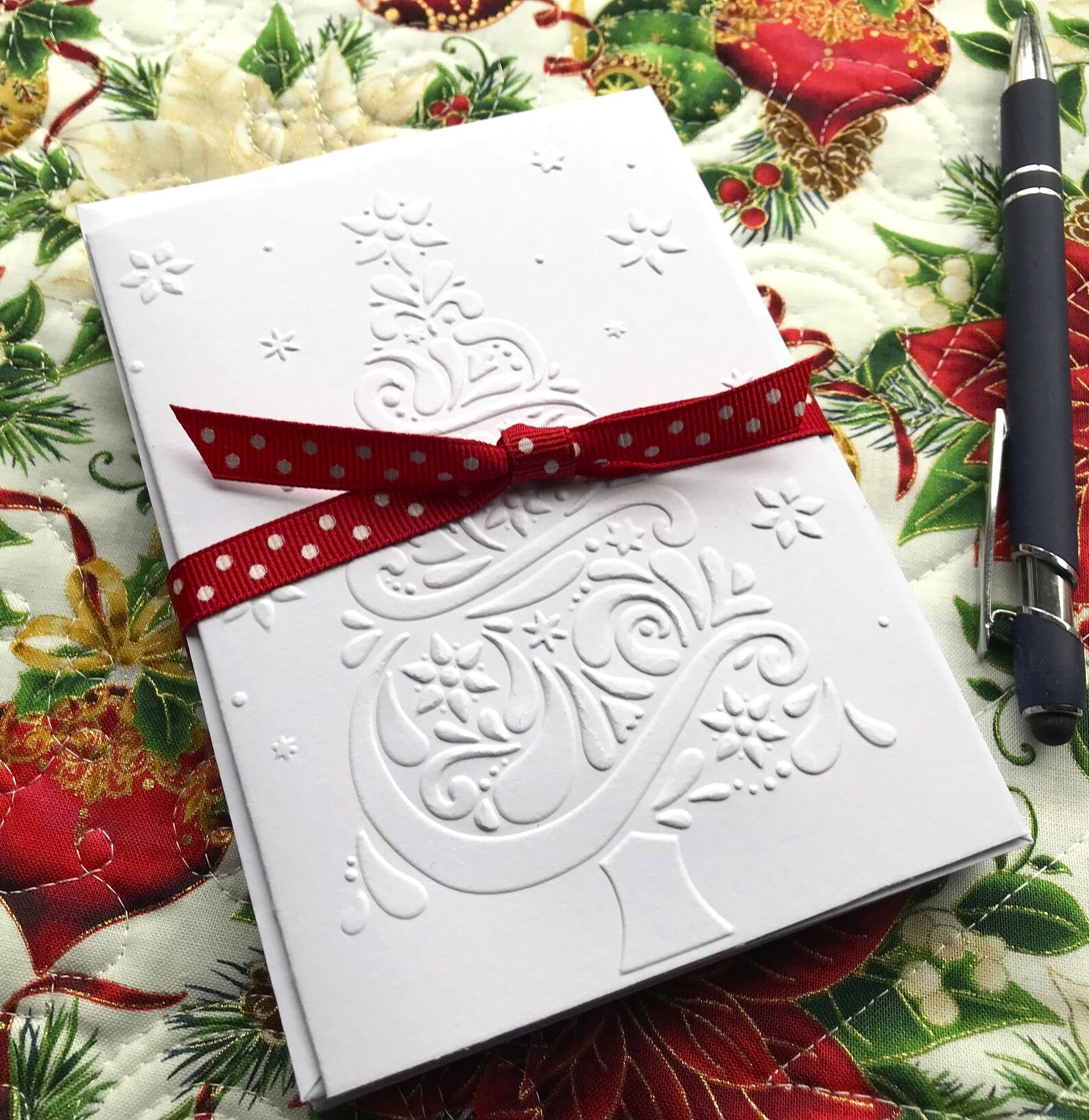 Embossed Christmas Tree Note Cards - Set of 8 - Etsy