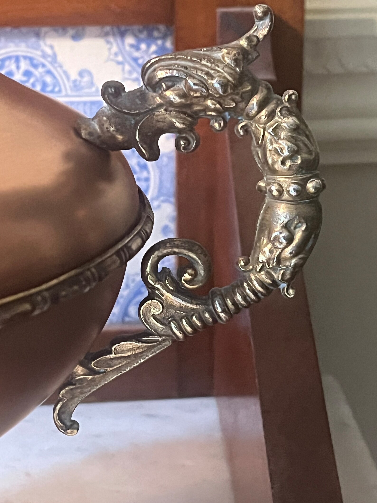 B&H Signed Brass and Copper Finish Vase Oil Lamp W/decorative Arms Item ...