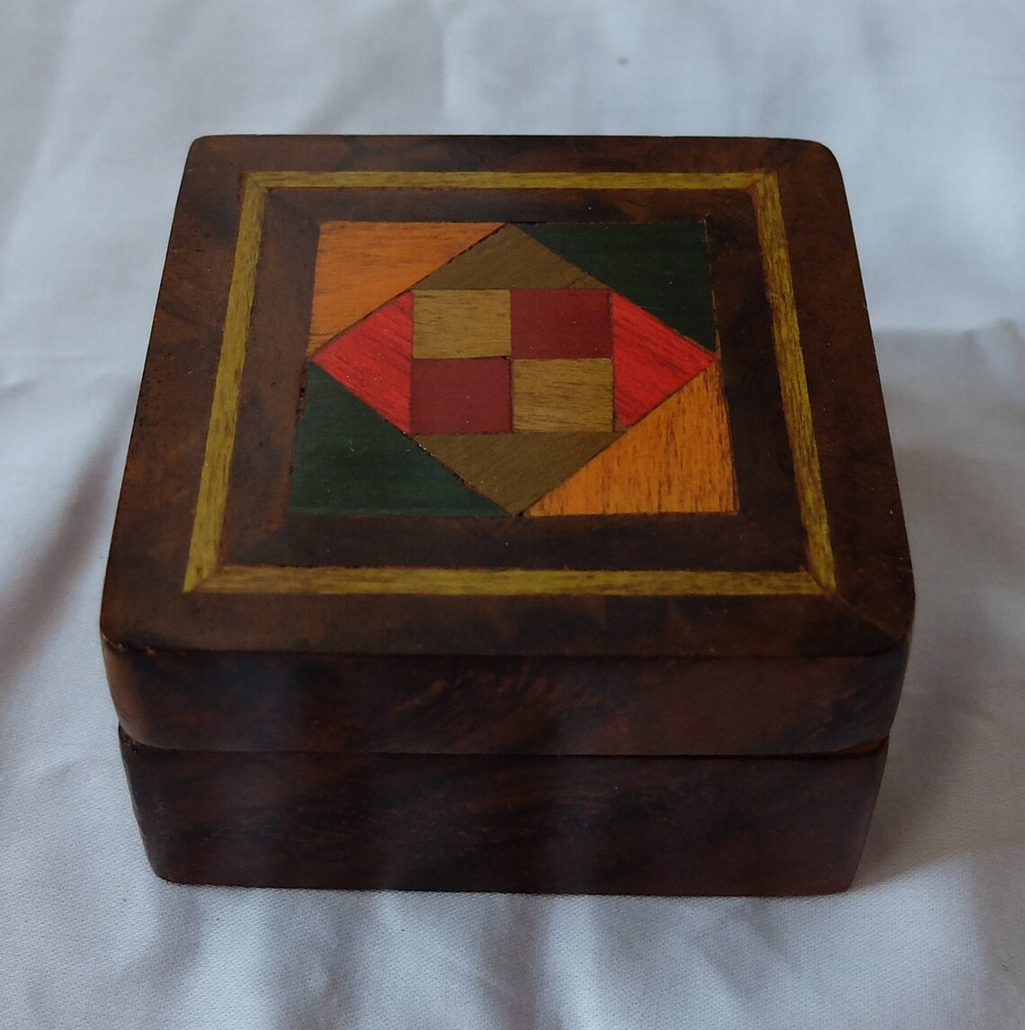 Quilt Block Patterned Wooden Veneered Box, Hand Made, 60% to Charity ...