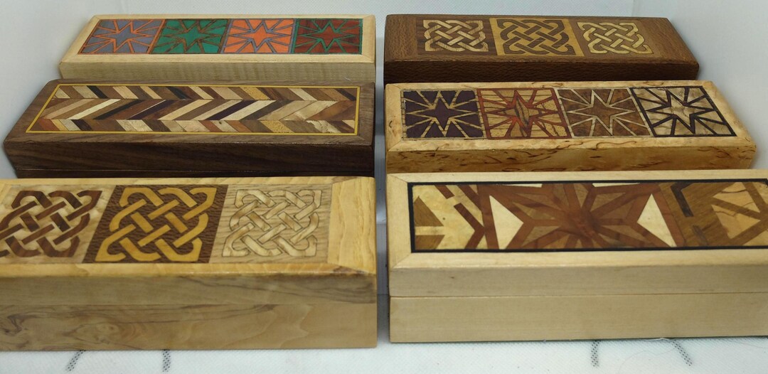 Backgammon Checker Storage Boxes, Hand Veneered in Different Designs ...