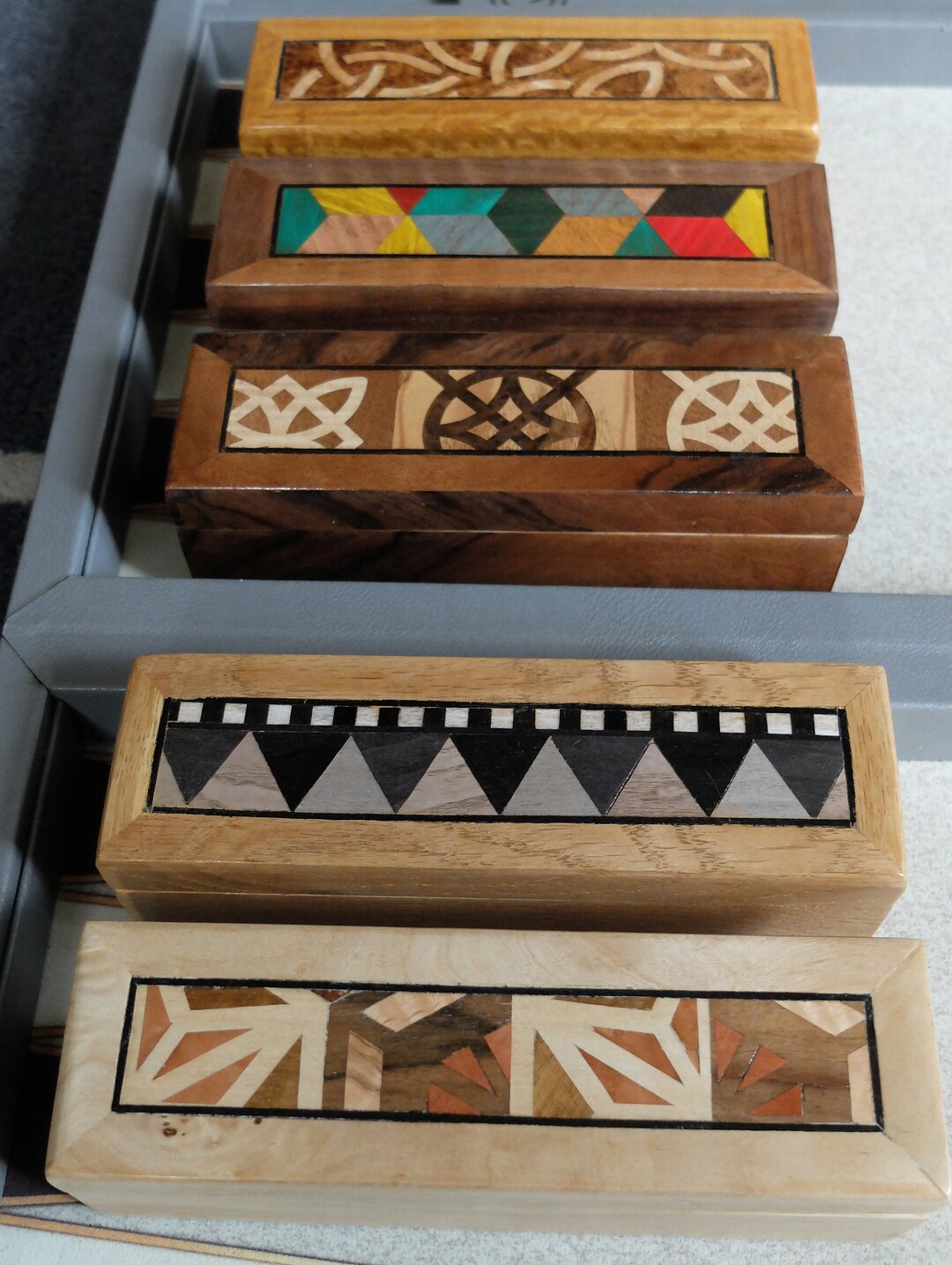 Backgammon Checker Storage Boxes, Hand Veneered Lidded Boxes With a ...