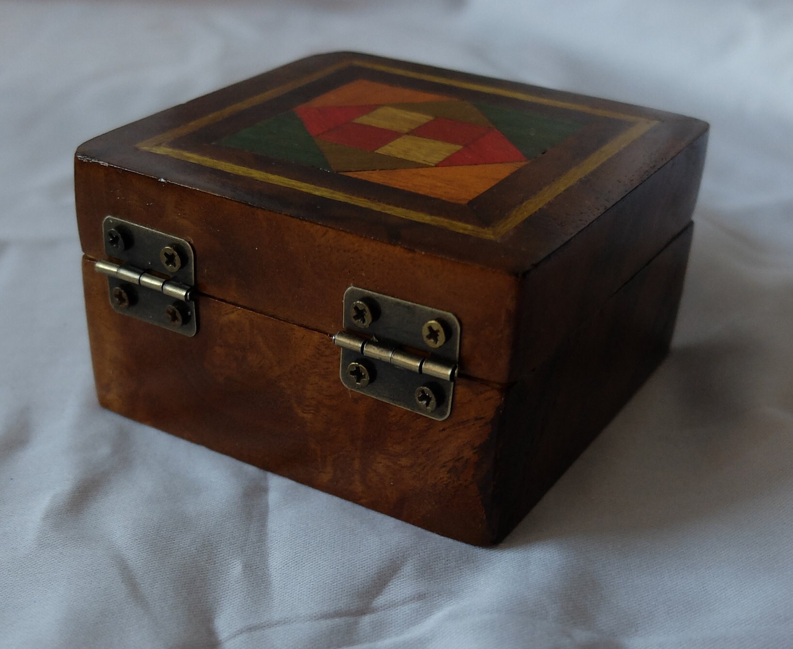 Quilt Block Patterned Wooden Veneered Box, Hand Made, 60% to Charity ...