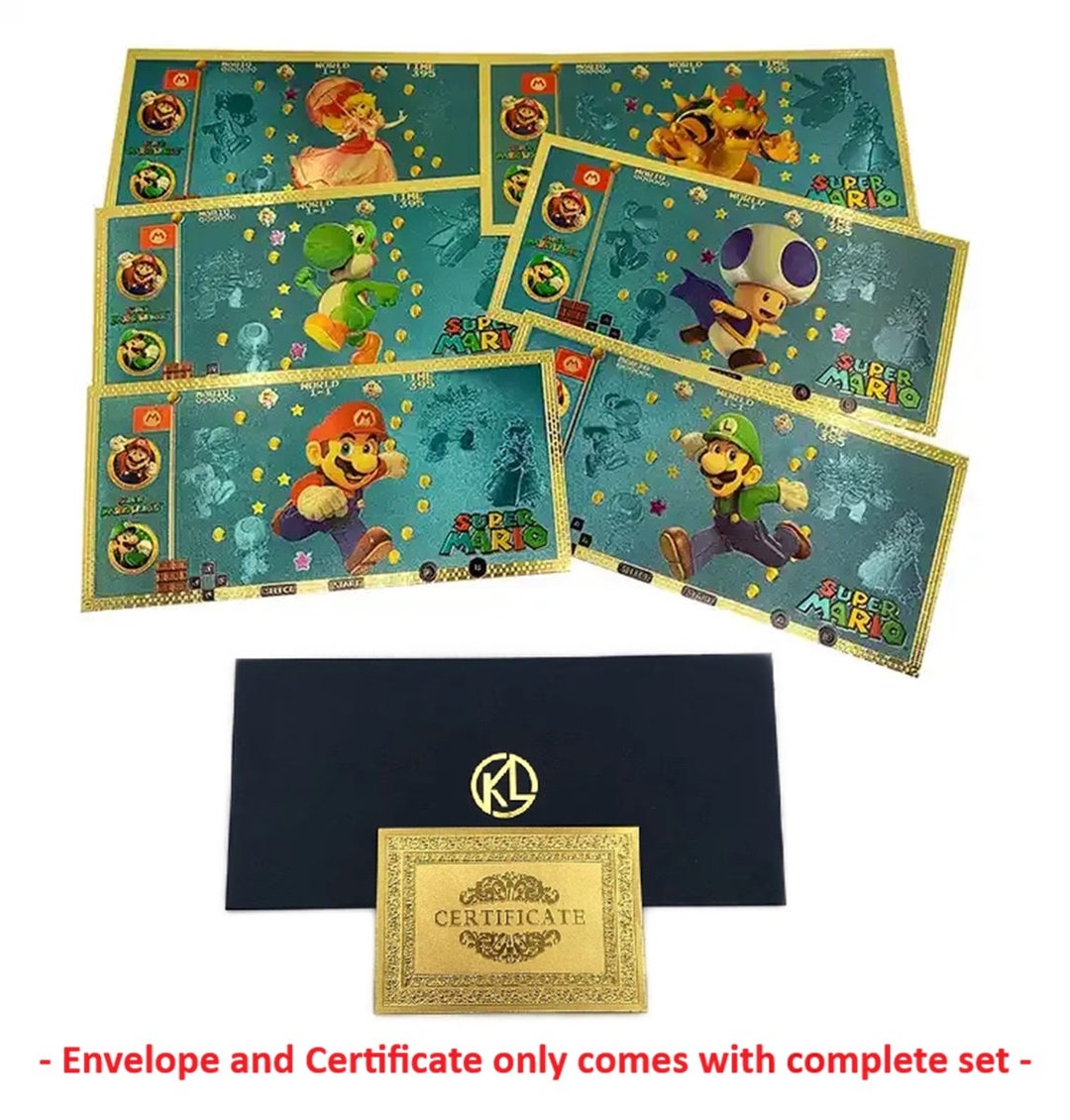 24k Gold Foil Plated Super Mario Collectible Banknote Bill - Mario ...