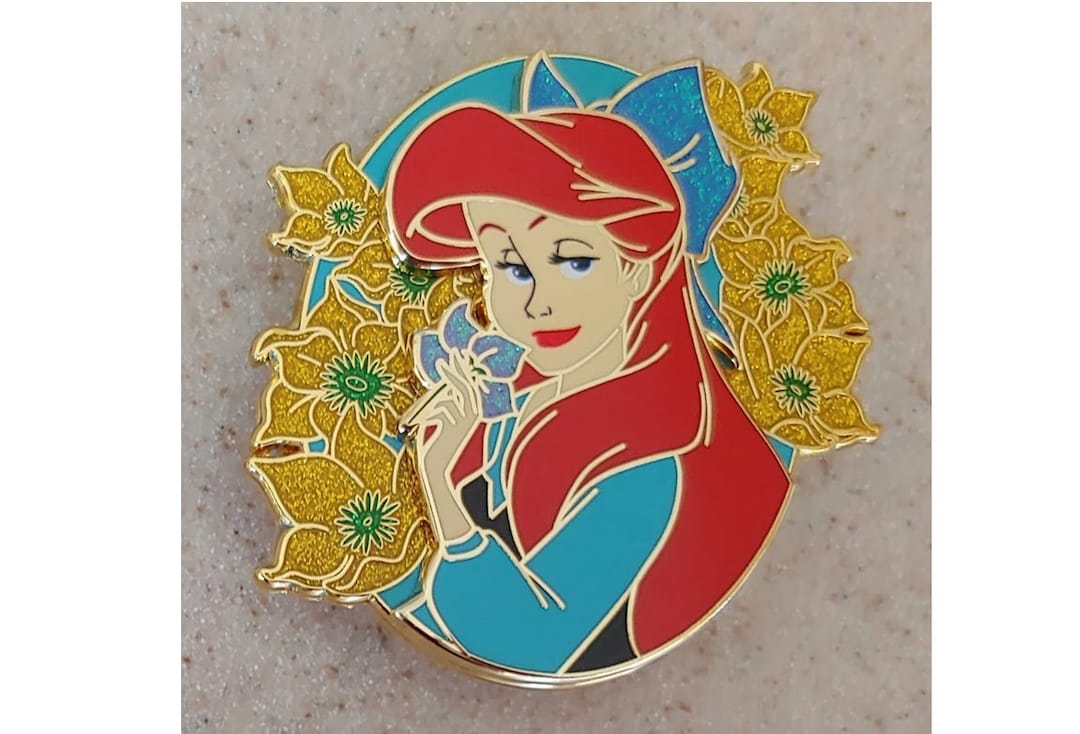 Fantasy Pin - Disney Little Mermaid Ariel With Blue Glitter Bow and ...