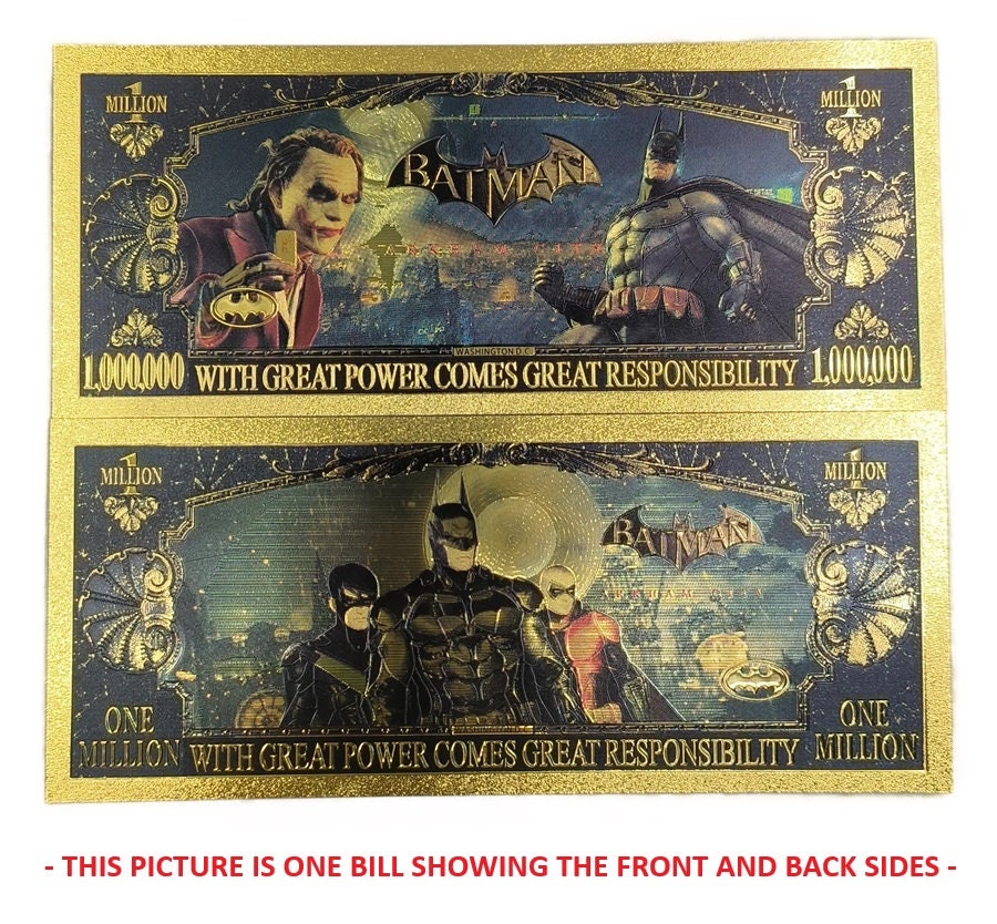 24k Gold Foil Plated DC Comic Collectible Batman Series Banknote Bill ...