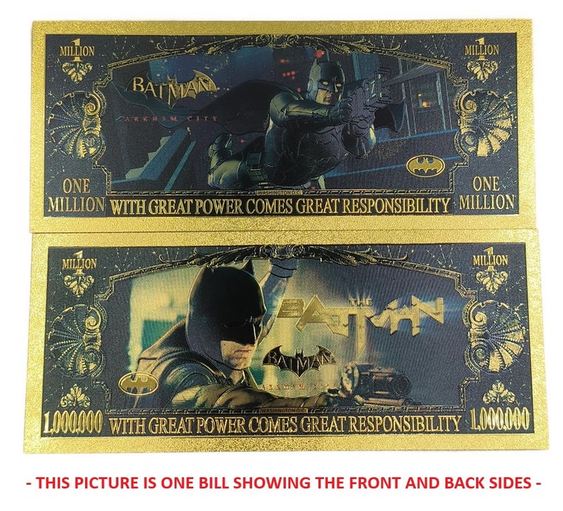 24k Gold Foil Plated DC Comic Collectible Batman Series Banknote Bill ...