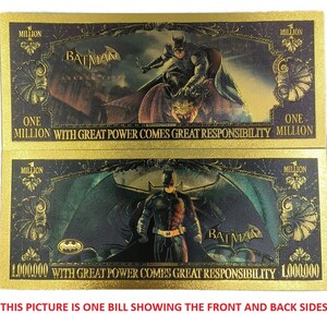 24k Gold Foil Plated DC Comic Collectible Batman Series Banknote Bill ...