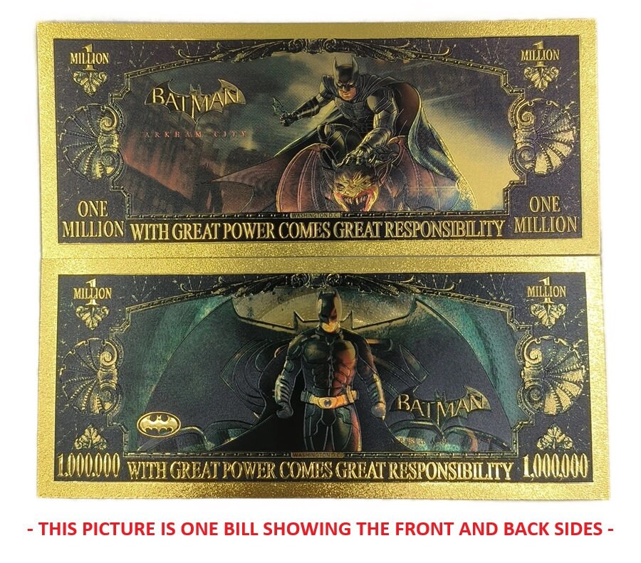 24k Gold Foil Plated DC Comic Collectible Batman Series Banknote Bill ...
