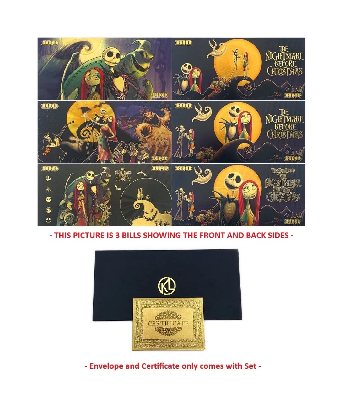 24k Gold Foil Plated Disney Nightmare Before Christmas Collectible ...